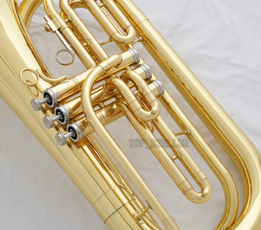 Professional Gold Marching Baritone B-Flat Horn Monel Valves With Case ...