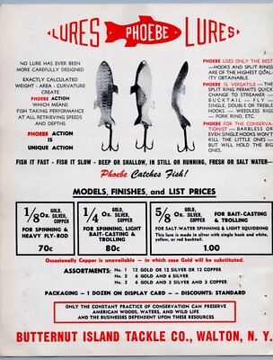 1955 Phoebe Fishing Lures Print Ad Metal Fishing Lures | eBay