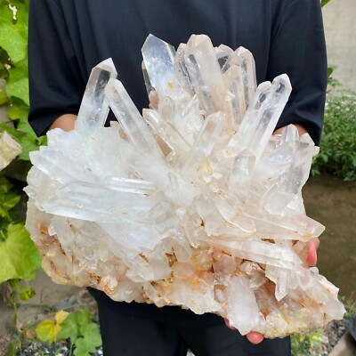 24.5lb Natural Clear white quartz crystal cluster specimen healing | eBay