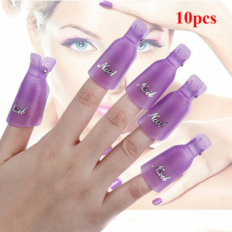 10PCS Nail Soak Off Cap UV Gel Remover Fingernail Polish Cleaner ...