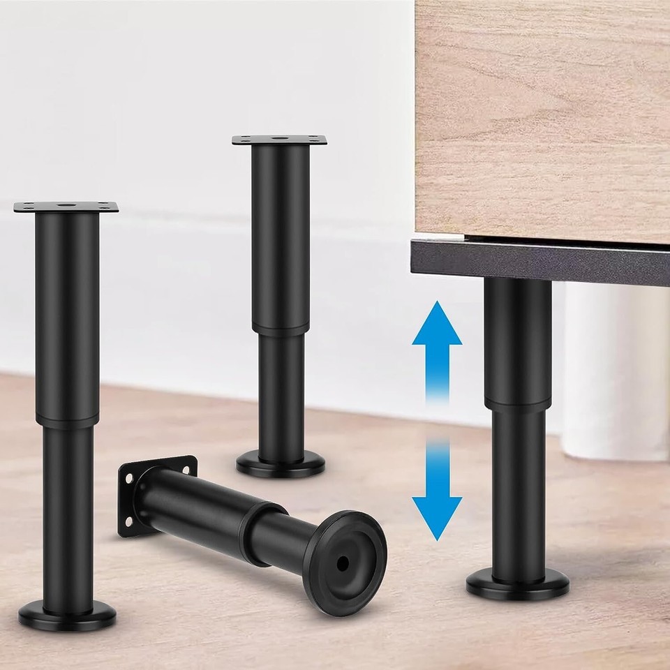 4pcs Metal Adjustable Furniture Legs 4.7-12Inch, 4 Pack Cabinet Legs ...