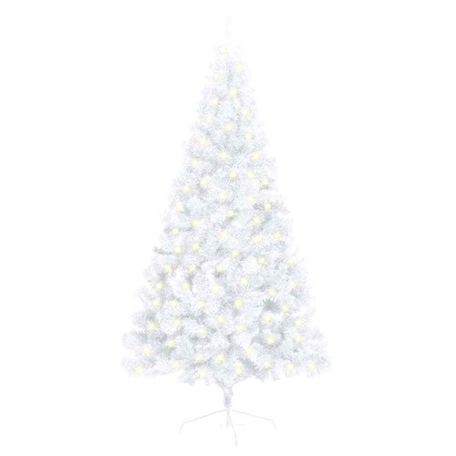 Artificial Half Pre-lit Christmas Tree with Stand White 150 PVC R0U3 ...