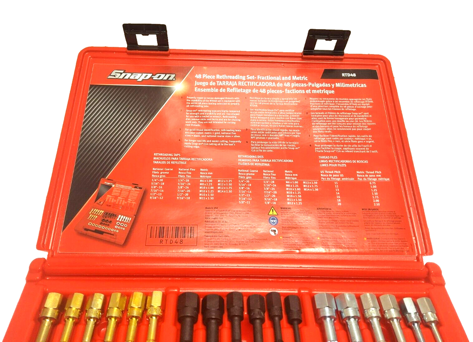 Snap-on 48pc SAE & Metric Master Rethreading Tap & Die Set RTD48 ...