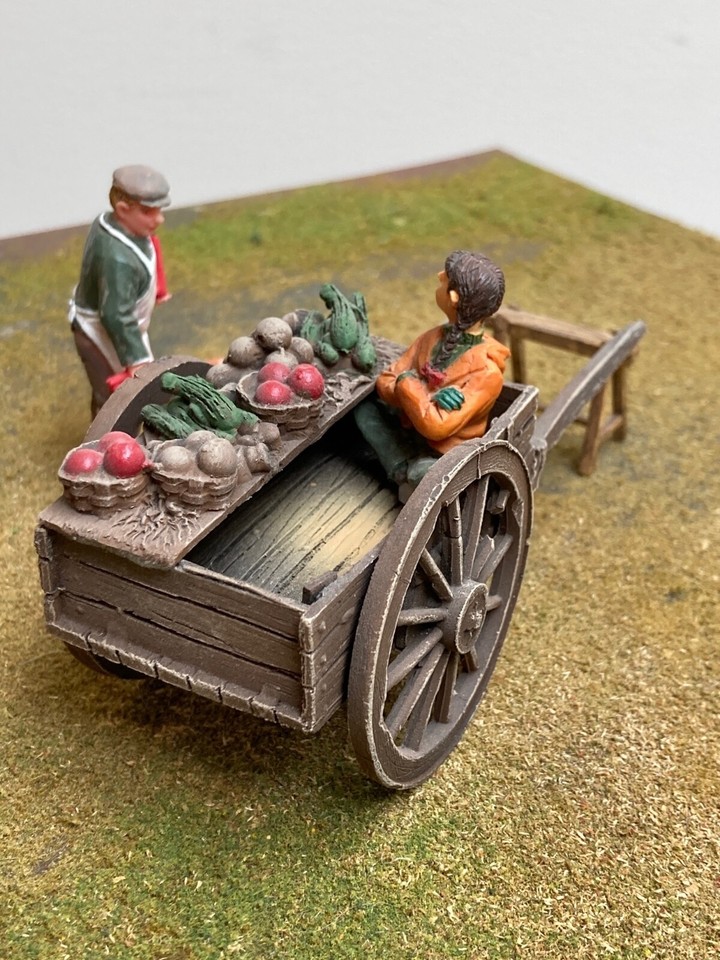 LEMAX Painted Merchant & His Daughter with a 2 Wheeled Wagon [Aprox. 1/ ...