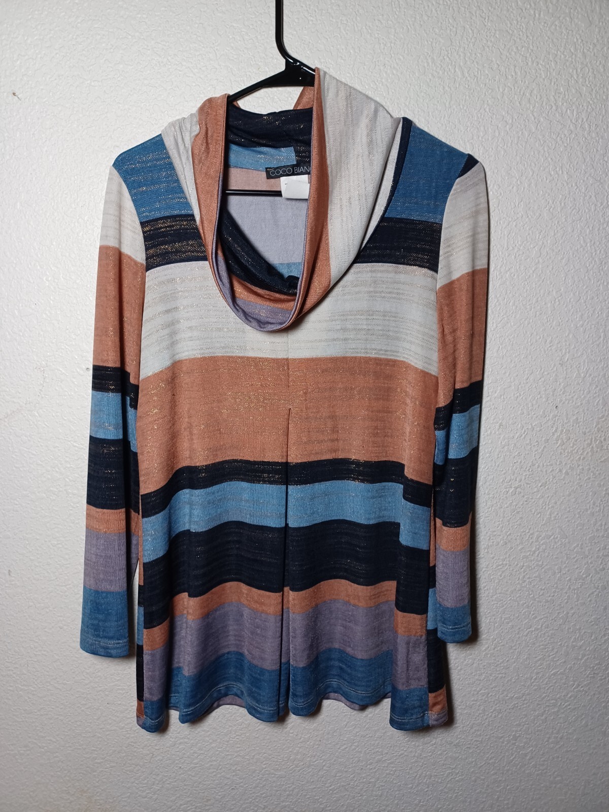 COCO BIANCO Blouse Womens Small Top Multicolor Striped Long Sleeve | eBay