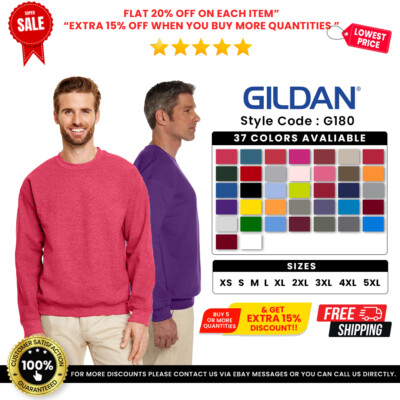 Gildan G180 Adult Cotton/Polyester Crew Neck Heavy Blend Fleece Knit ...