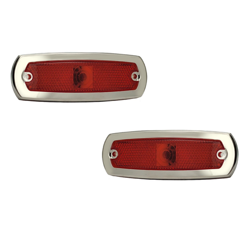 2Pcs Red JDM Side Fender Marker Lights With Chrome Bezel Trailer RV ...