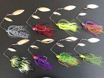 8X 1/2oz Double Blade Spinnerbaits Spinner Bait Soft Plastic Lure BASS ...