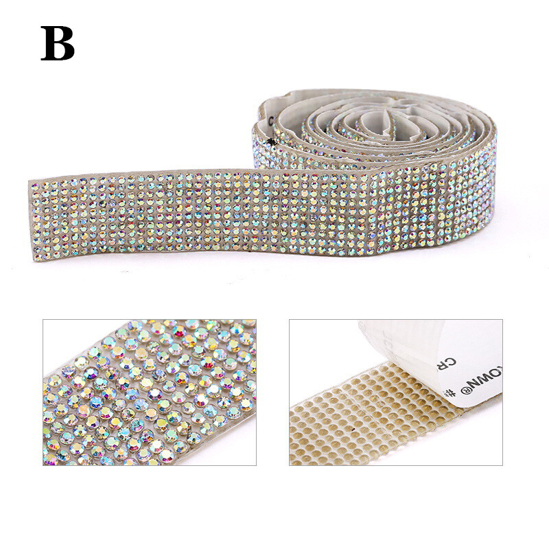 3 Yards Self Adhesive Shiny Crystal Rhinestone Diamond Ribbon Decor ...