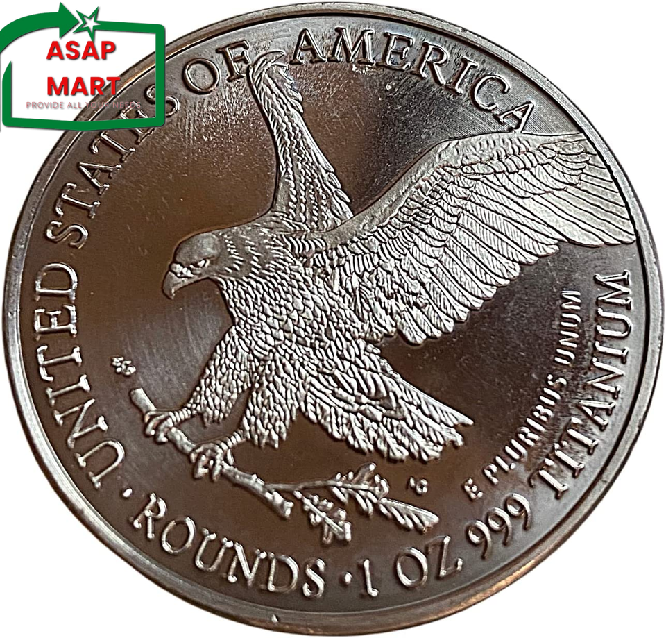 2021 1 Ounce OZ .999 Fine Solid Titanium USA American Liberty Eagle ...
