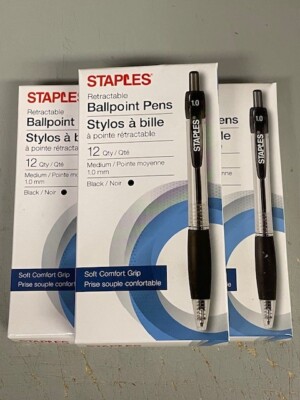 36 Pack - Staples Retractable Ballpoint Pen - Black MEDIUM SOFT COMFORT ...