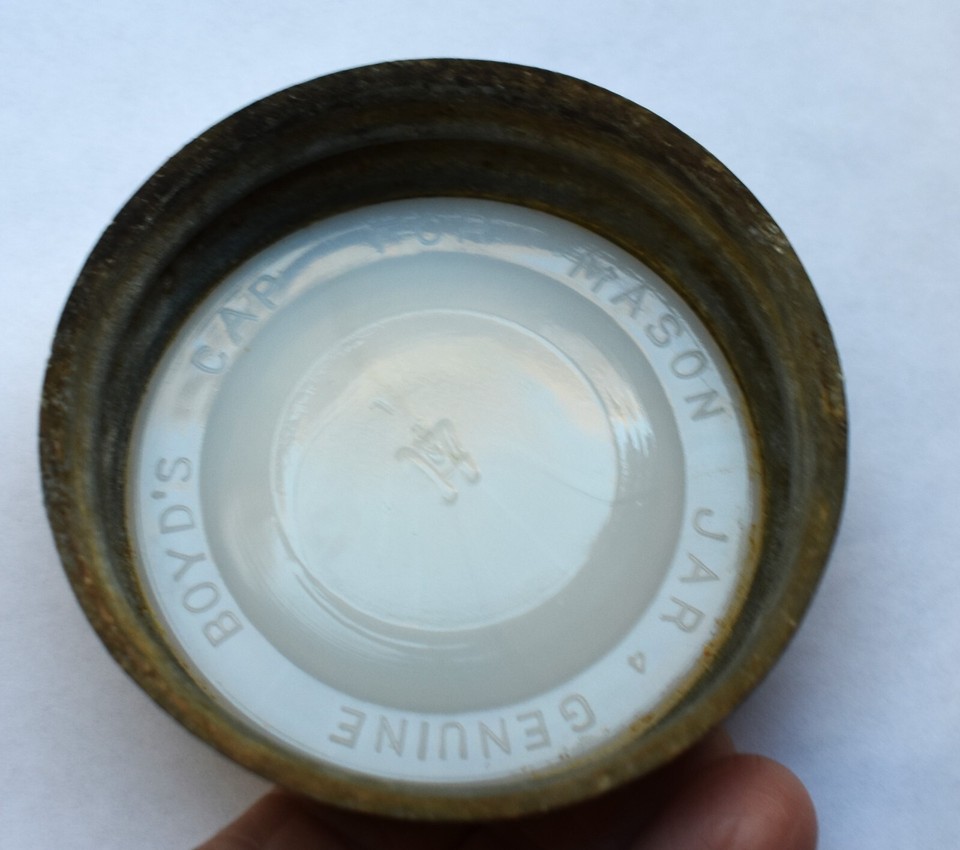 1900 BALL Mason Triple L Jar Quart H Aqua Blue Ghost Error, H,A. Boyd's ...