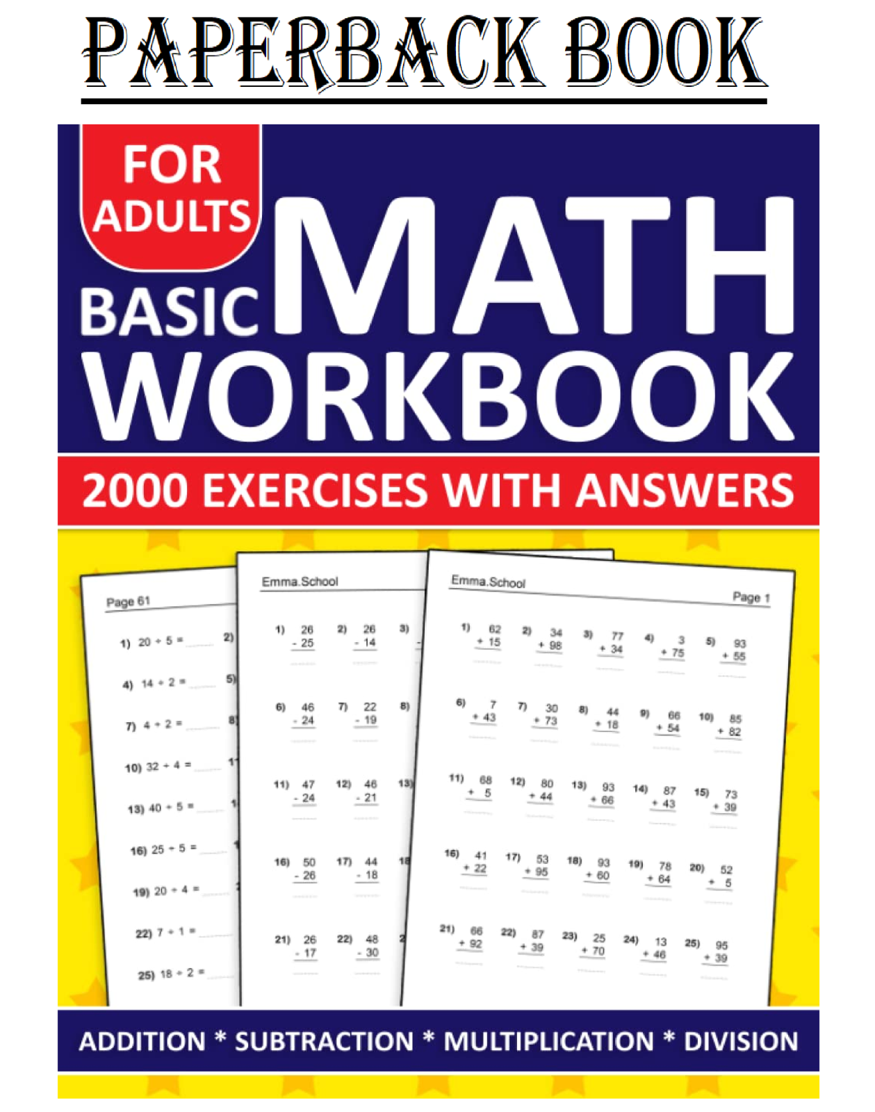 Basic Math Workbook For Adults Addition,Subtraction,Multiplication And ...
