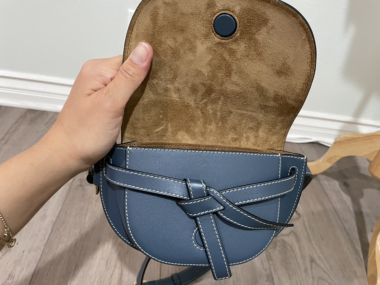 LOEWE mini gate belt bag blue | eBay