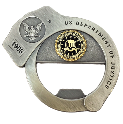 FBI DOJ CHALLENGE COIN 1908 Handcuff Bottle Opener | eBay