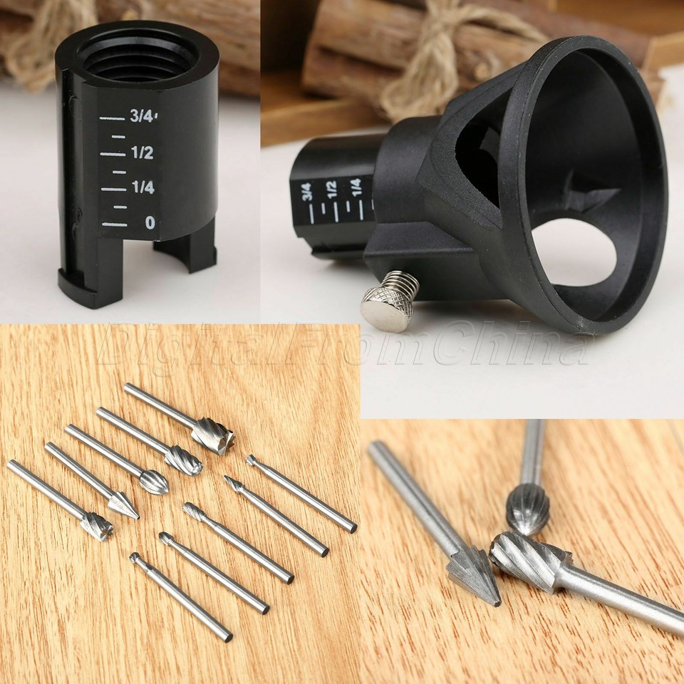 10x HSS Carving Grinding Bit Burr Rotary File & Drill Dedicated Locator ...