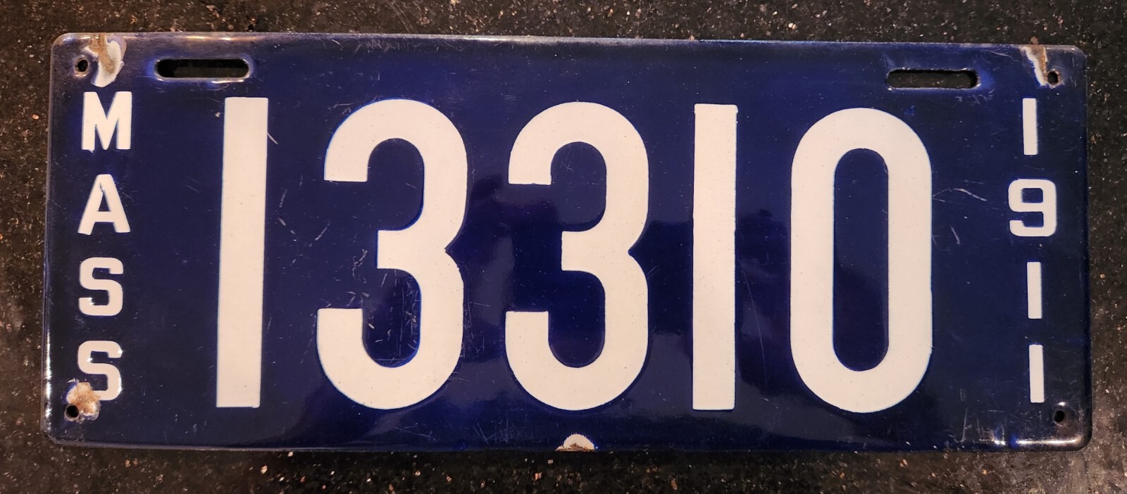 1911 Mass Massachusetts Automobile Register Porcelain License Plate ...