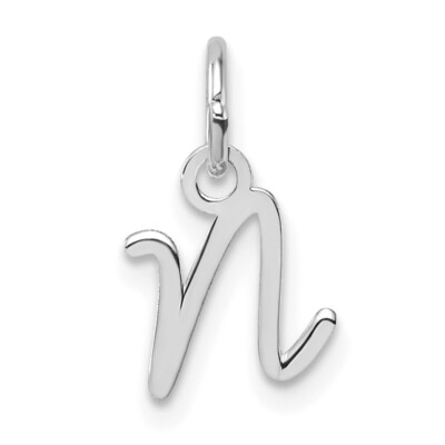 14K White Gold Uppercase Letter N Initial Charm | eBay