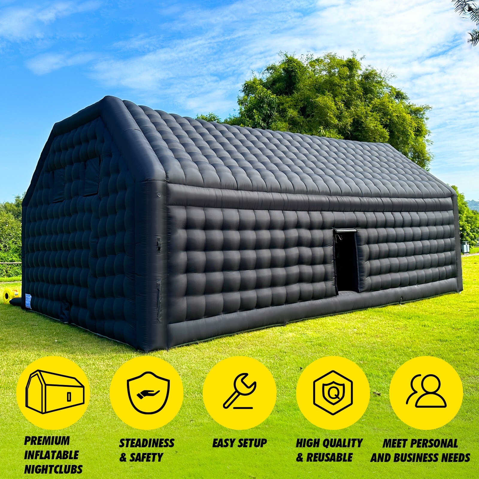Large Black Inflatable Night Club 20x16.5x12Ft Inflatable Party Tent ...