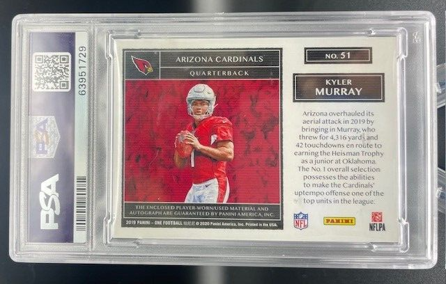 KYLER MURRAY 2019 Panini One RPA Rookie Quad Patch On Card Auto RC #/15 ...