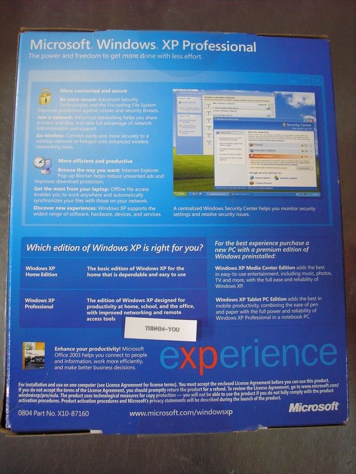 Microsoft Windows XP Professional w/SP2 Full English Version MS WIN PRO ...