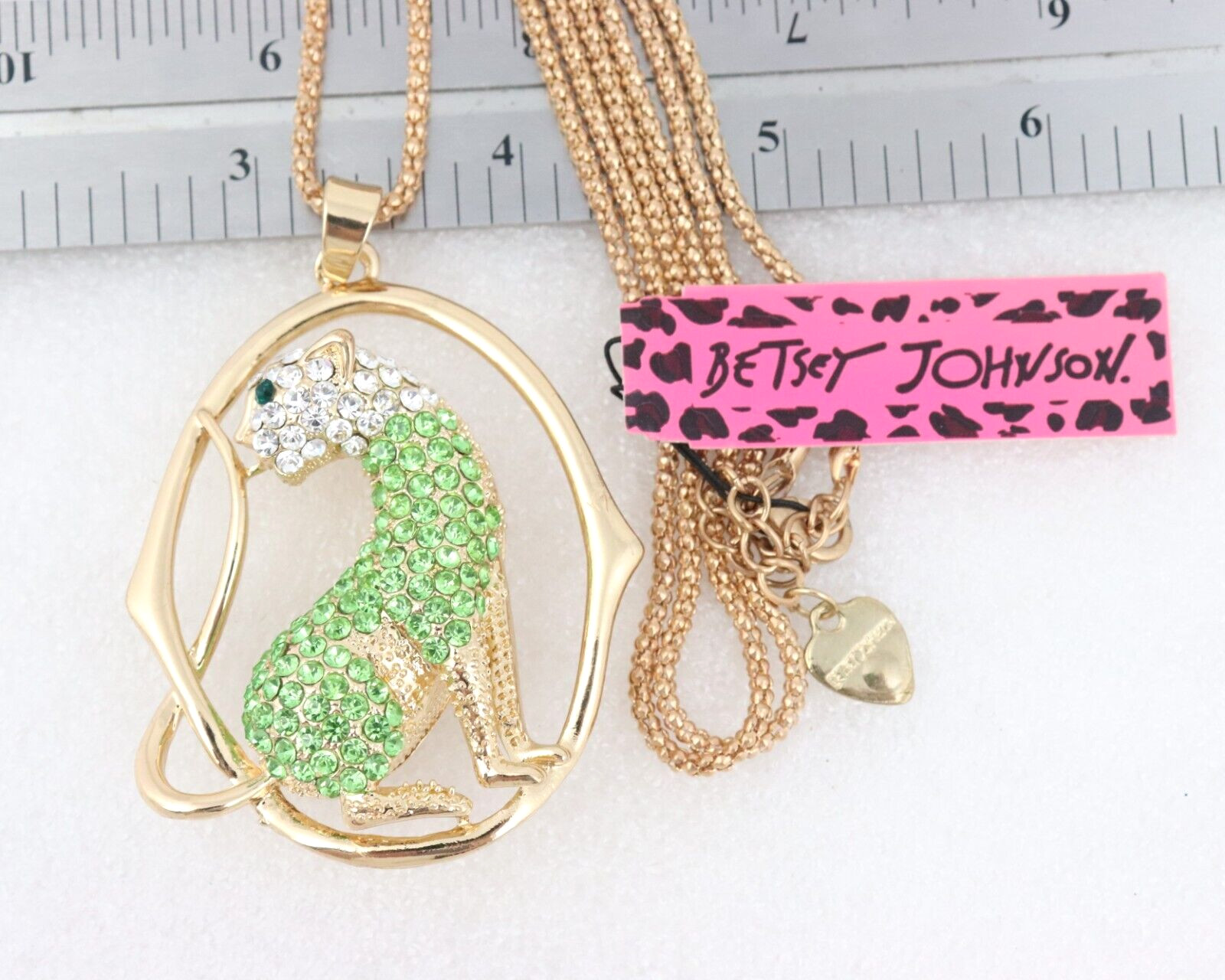 Betsey Johnson Rhinestone Cheetah Leopard Pendant Nec… - Gem