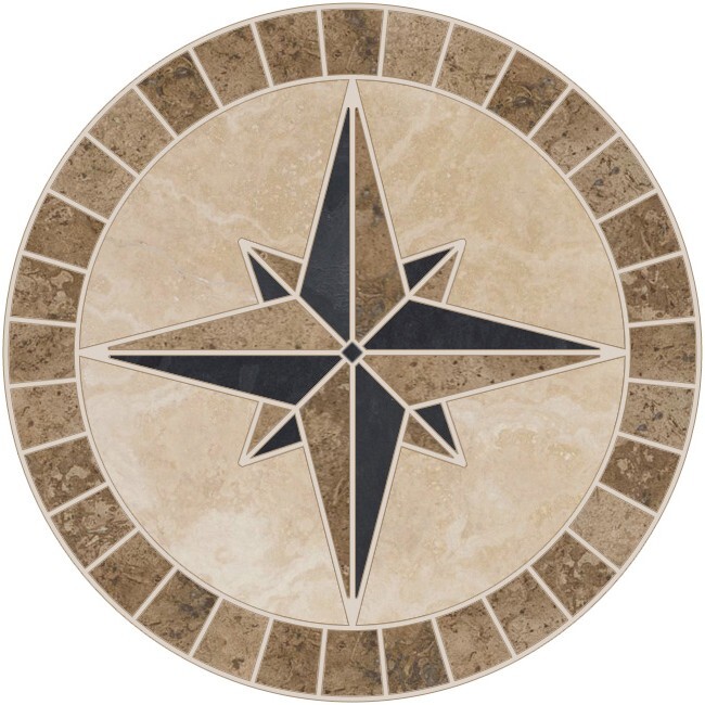 Handmade Tile Mosaic Medallion Mariners Compass Travertine Slate - Many ...