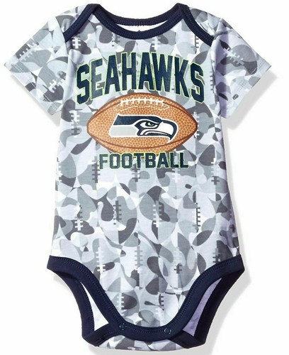 NWT NFL Seattle Seahawks Infant Baby Grey Football Camo Bodysuit 18 ...