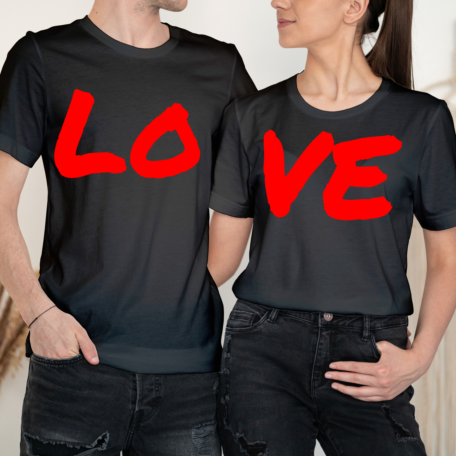 Couples Matching Love Hearts T-Shirt Love Valentine's Day Love Goals ...