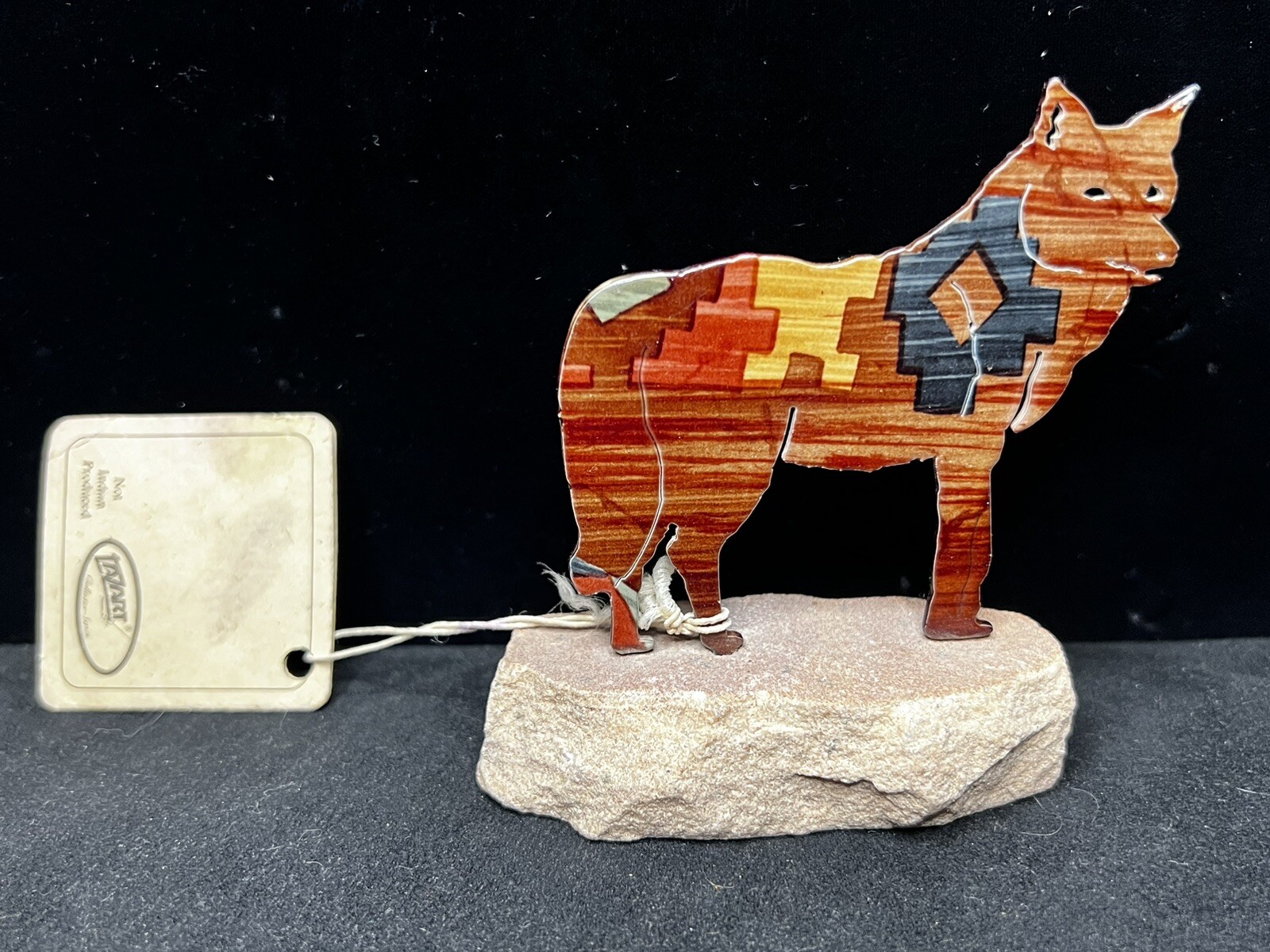 Lazart Kokopelli Metal 3.5" Wolf Sandstone Petroglyph Paperweight Art ...