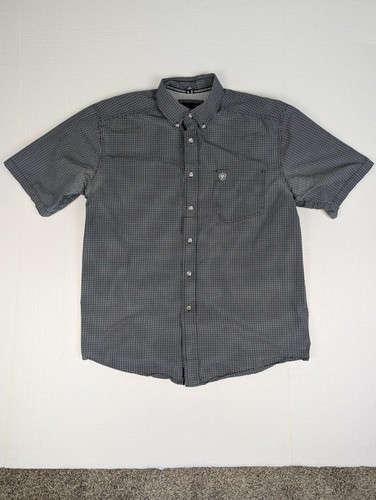 Ariat Pro Series Button Down Men's L Shirt Blue Pattern Logo Western ...