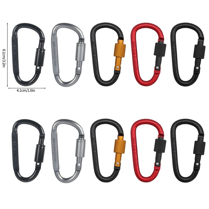 10Pcs EDC Tactical Carabiner Clips Aluminum Alloy Hiking Climb Keychain ...
