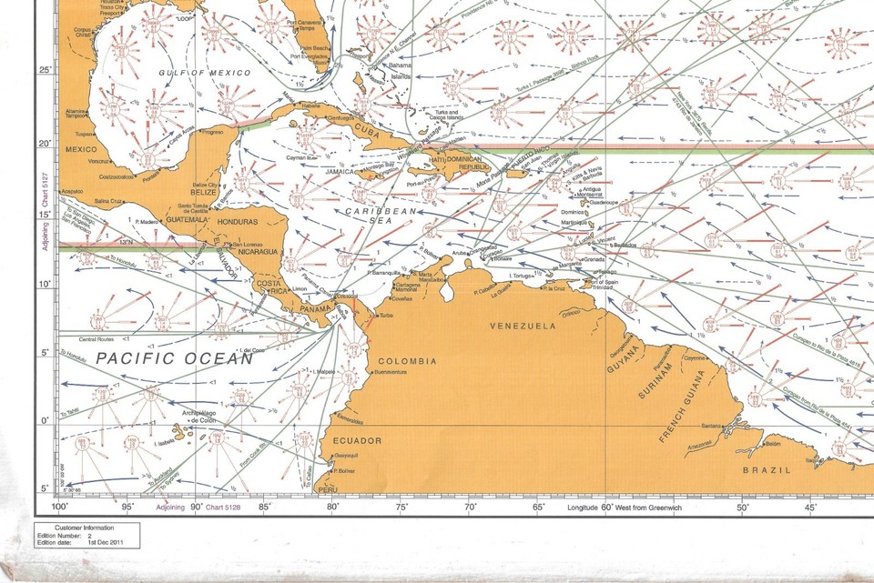 5124(1) Routeing Chart North Atlantic Ocean January Map Maritime Paper ...