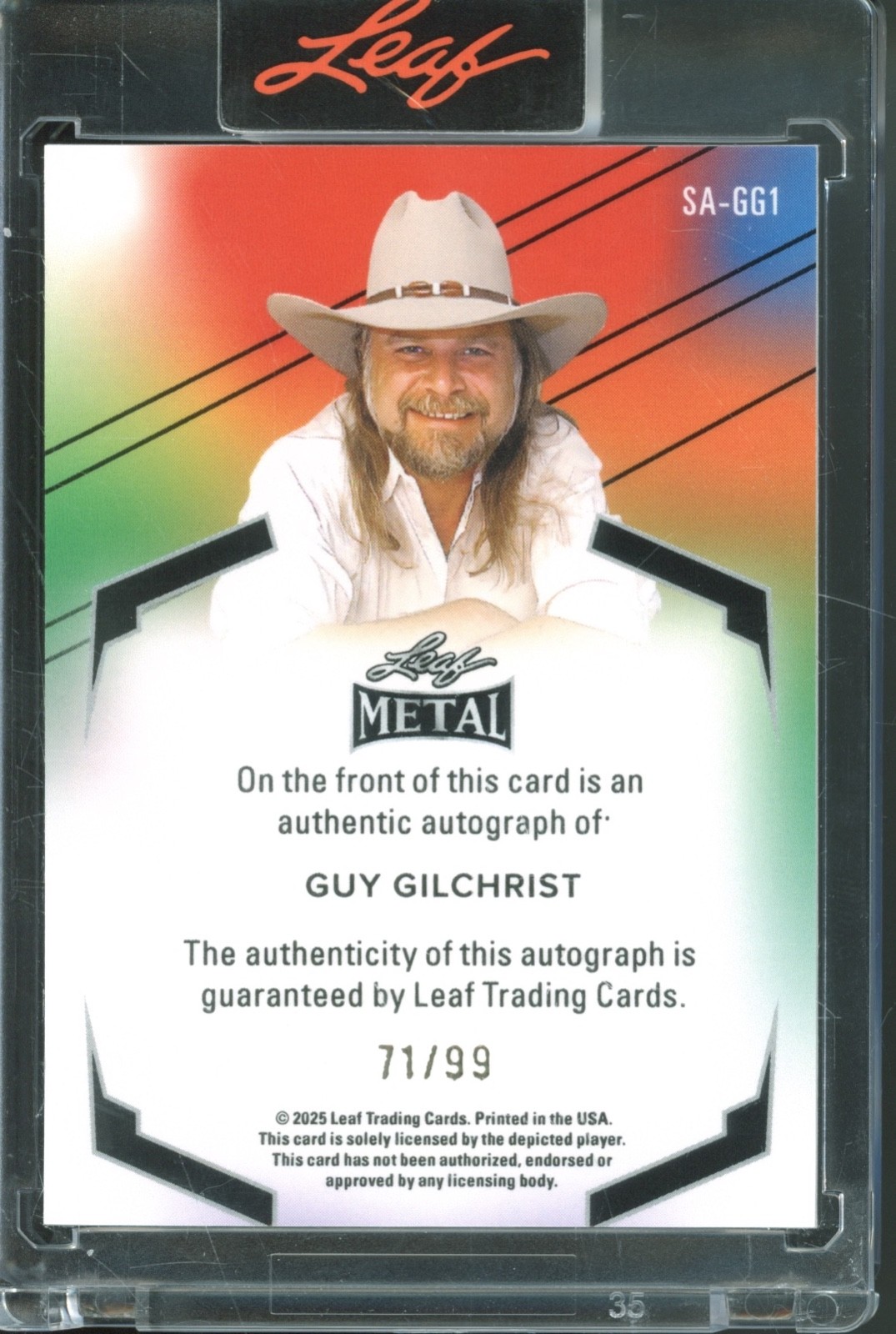 2025 Leaf Metal Inscriptions Orange Crystal Guy Gilchrist 71/99 Auto ...