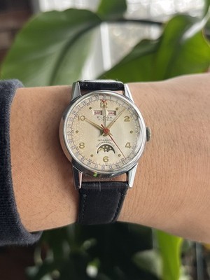 Eloga Triple Date With Moonphase Vintage Stainless Steel 17 Jewels ...