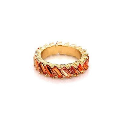 C87- Baguette Gold Plated Cz Multi Stone Ring -Orange (Size:9 US;) | eBay