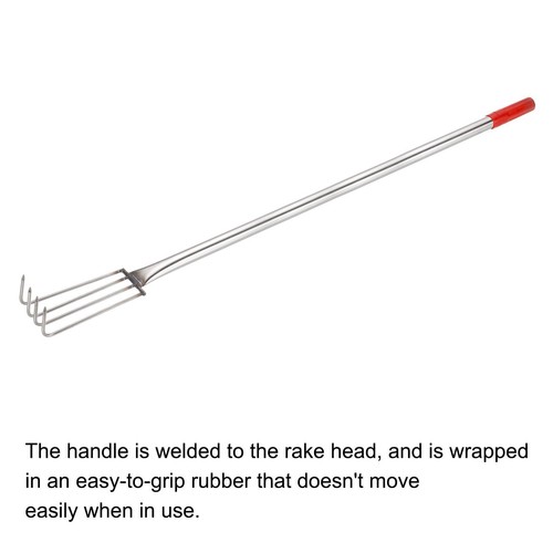 4 Teeth Claw Rake 41.73-inch Stainless Steel Rake with Rubber Handle ...