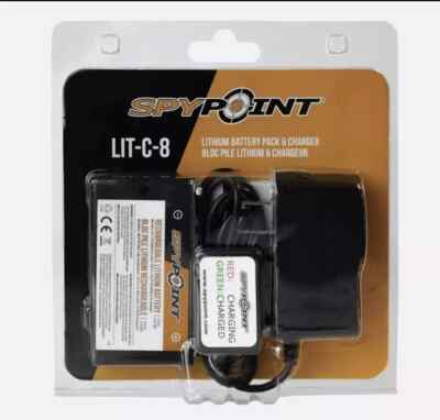 SPYPOINT #LIT-C-8 Black Lithium Battery Pack and Charger Fits Most ...
