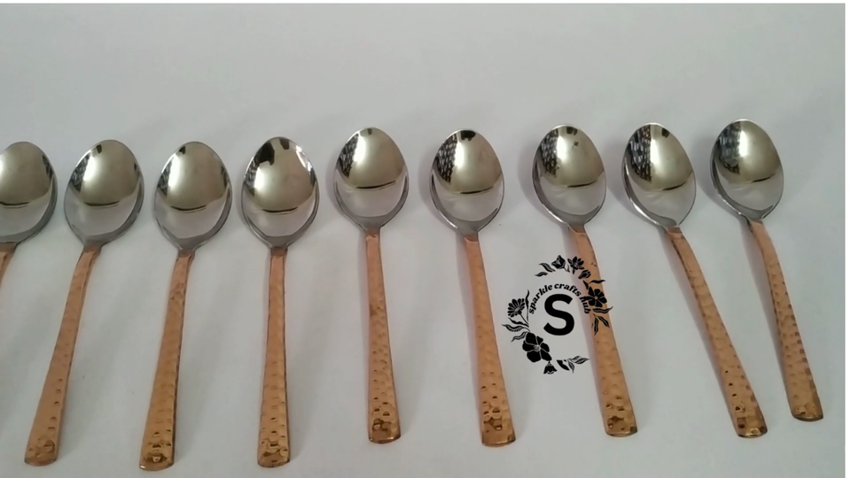 6.3 inch Copper Stainless Steel Flatware Silverware 12 Piece Western ...