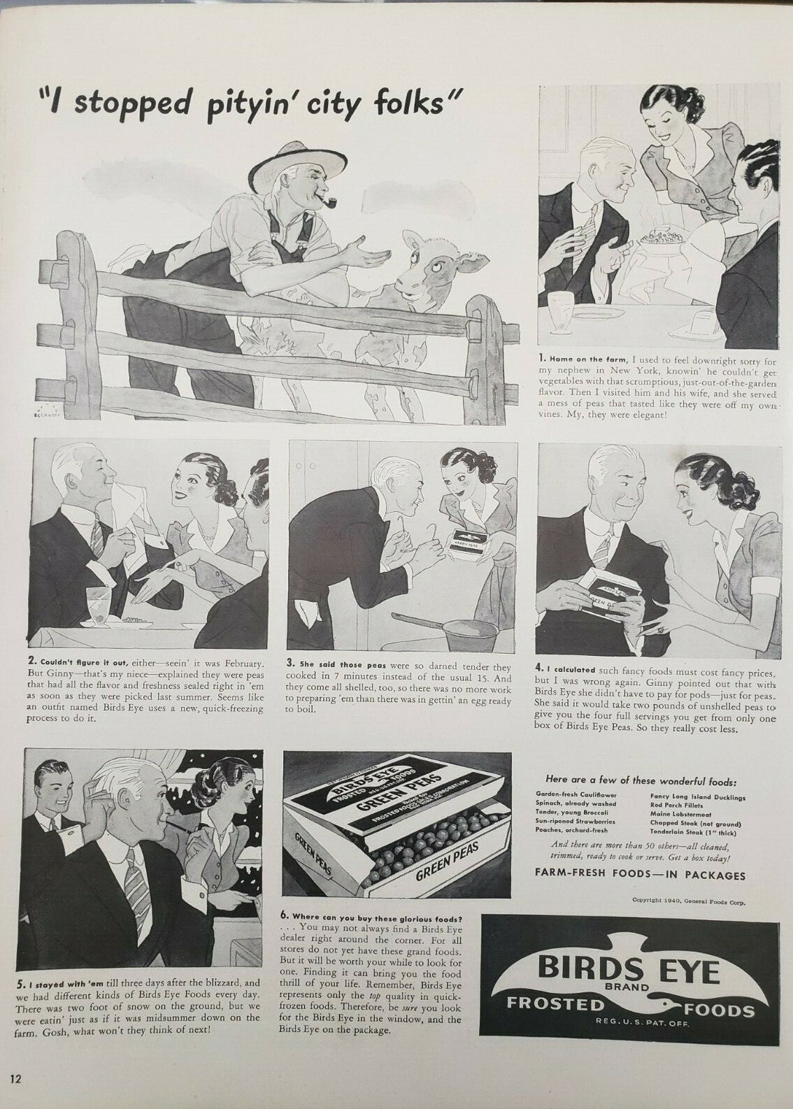 Lot of 2 Vintage 1940 Birds Eye Print Ads Ephemera Wall Art Decor | eBay