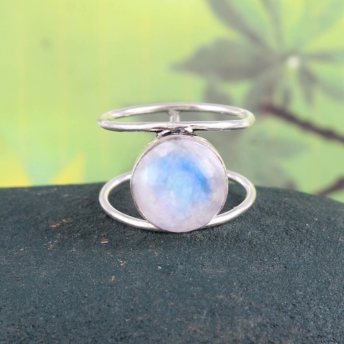 925 Sterling Silver Natural Rainbow Moonstone Gemstone Jewelry Ring Size (US) | eBay