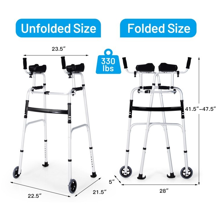 Foldable Lightweight Aluminum Rehabilitation Walker Senior Adult ...
