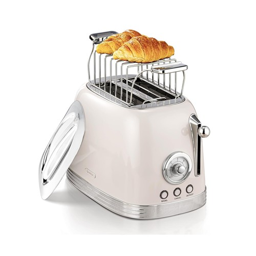 Beige Cute Retro Toaster 2 Slice with 1.58" Wide Slots, Bread toaster ...