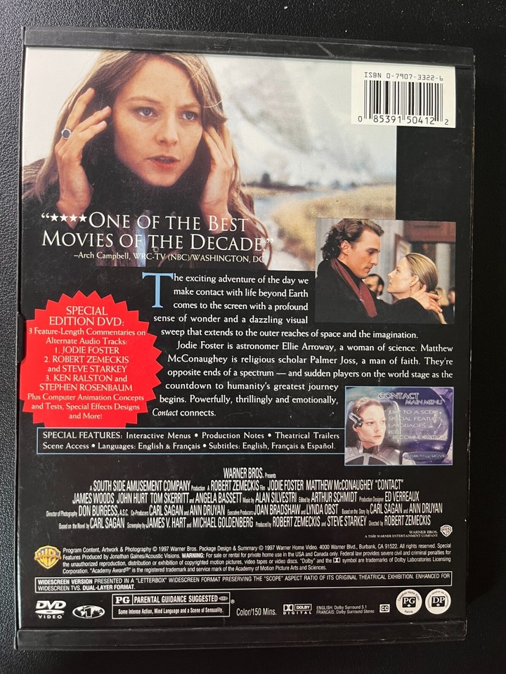 * Contact - Special Edition - Jodie Foster - Matthew McConaughey - Very ...