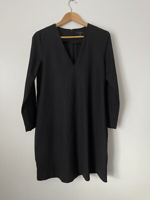 010 COS Wool Blend Long Sleeve V-Neck Dress Shift Size Eur 36 8 XS S ...