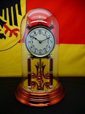 VINTAGE 400 DAY ANNIVERSARY CLOCK BRASS GLASS DOME BEAUTIFULLY RESTORED ...