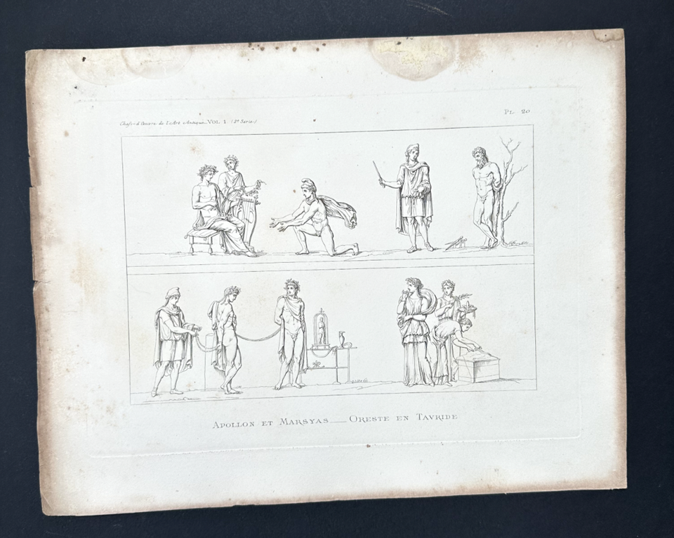 Engraving 19th Antiquity Curiosa Apollo & Marsyas Orestes en Tauride ...