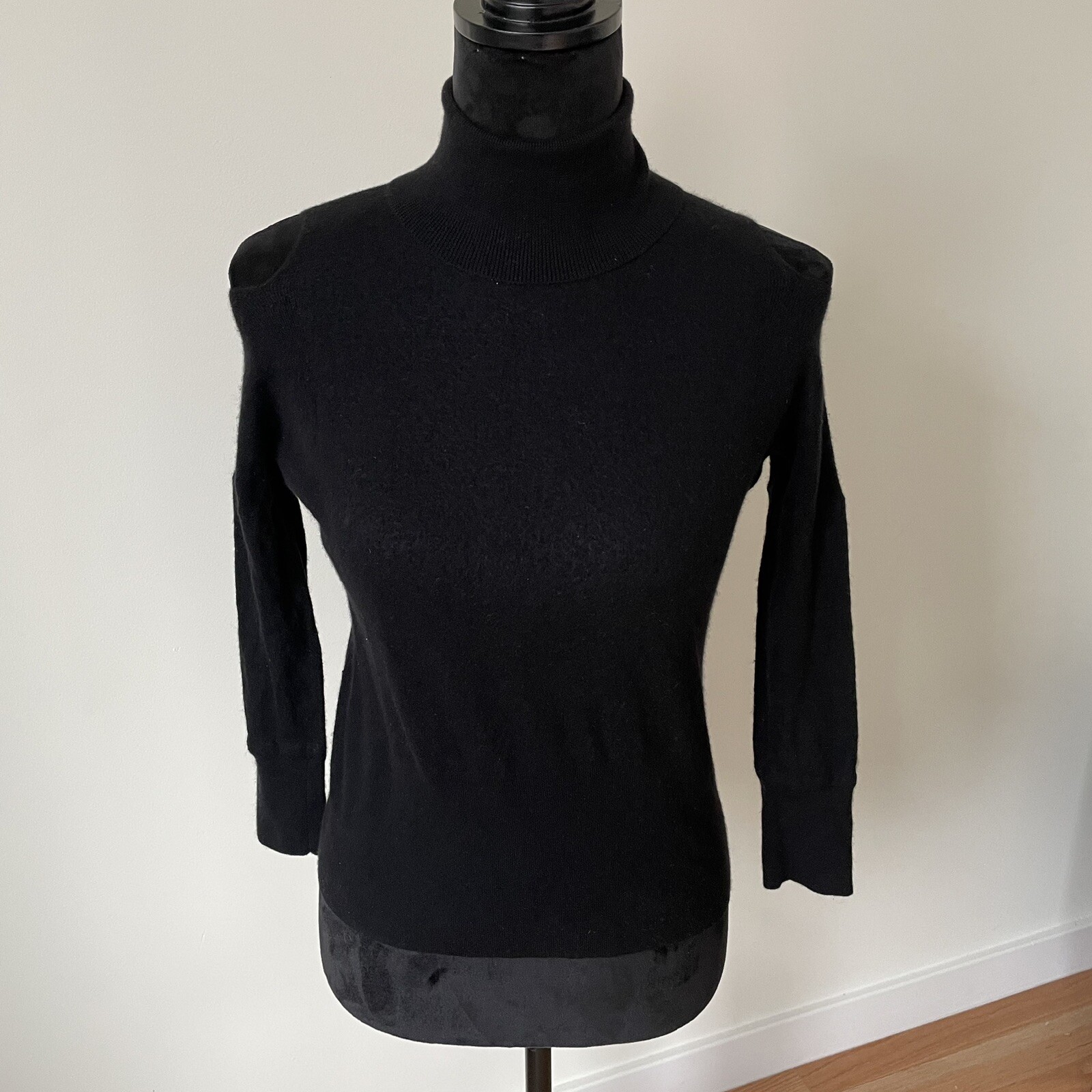 Vince Black Wool Split Shoulder Turtleneck Pullover S… - Gem