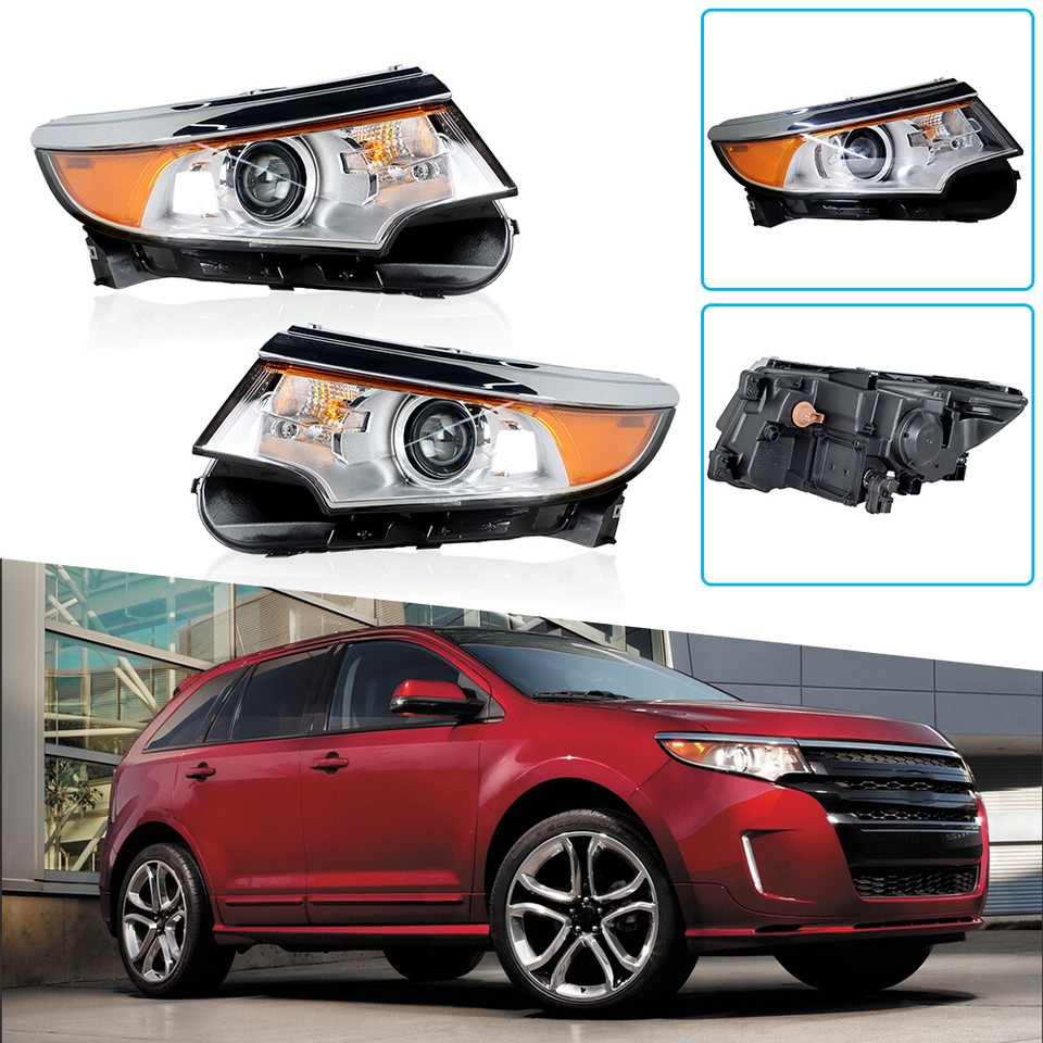 Fit For 2011-2014 Ford Edge Headlight Assembly Halogen Left/LH & Right ...