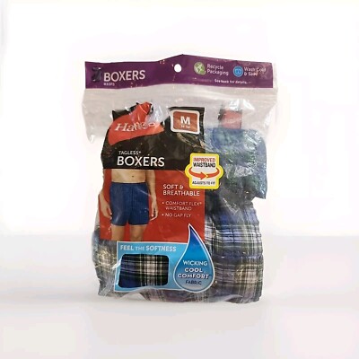 Hanes 841VTY Men's 2-Pack Boxers - Med-32-34 Comfort Flex Tagless ...